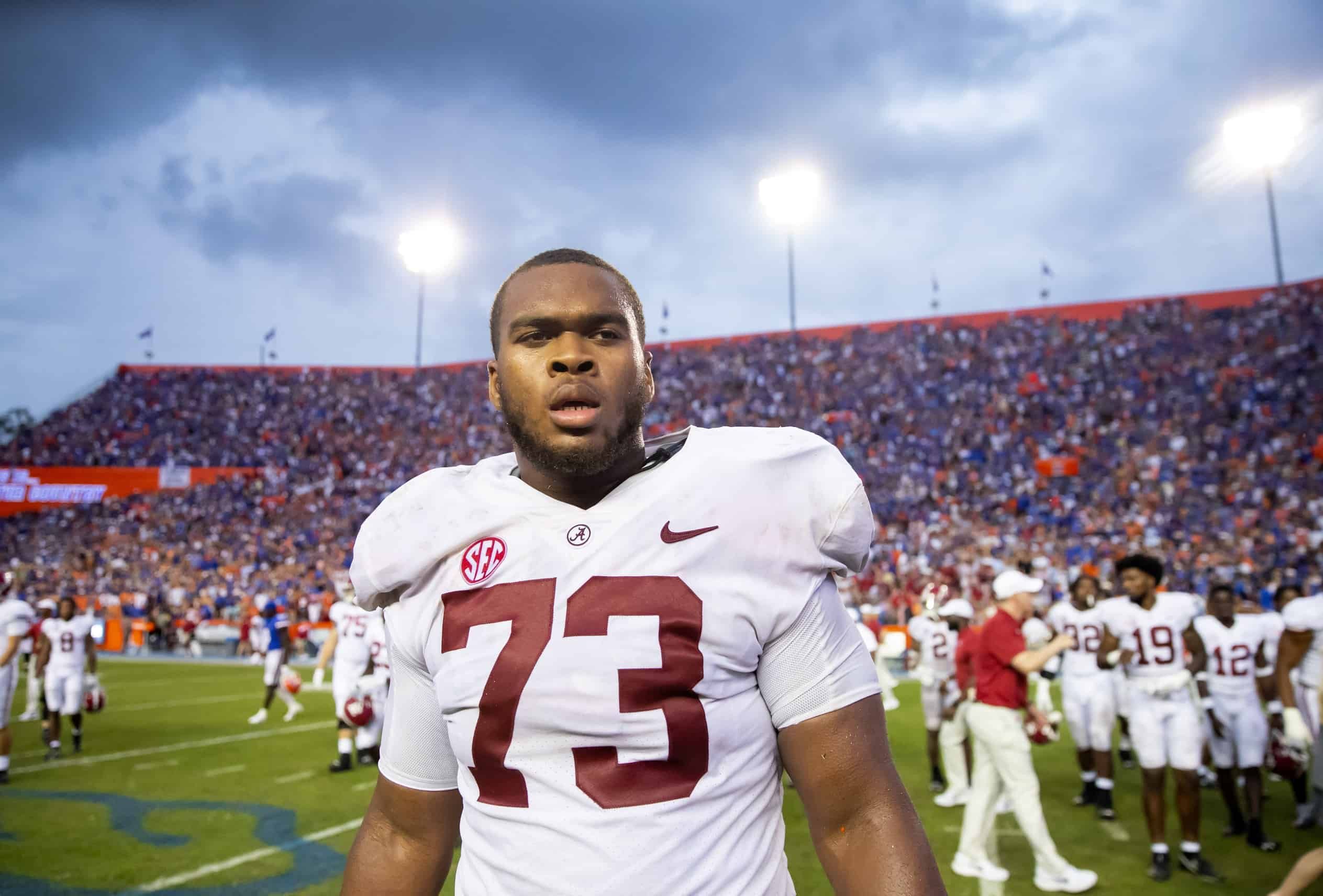 NFL Draft Projections: Evan Neal's landing spots include Giants, Texans ...