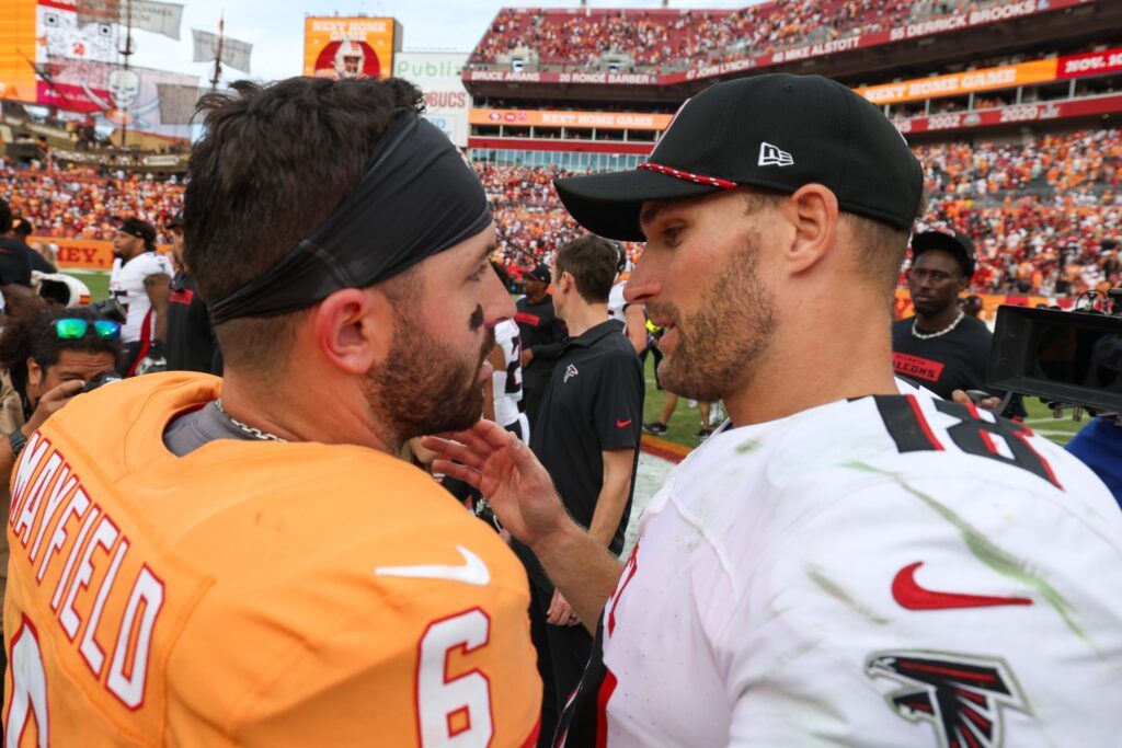 Bucs QB Baker Mayfield Offers Terrific (and Hilarious) Advice to Falcons Rookie Michael Penix Jr ...