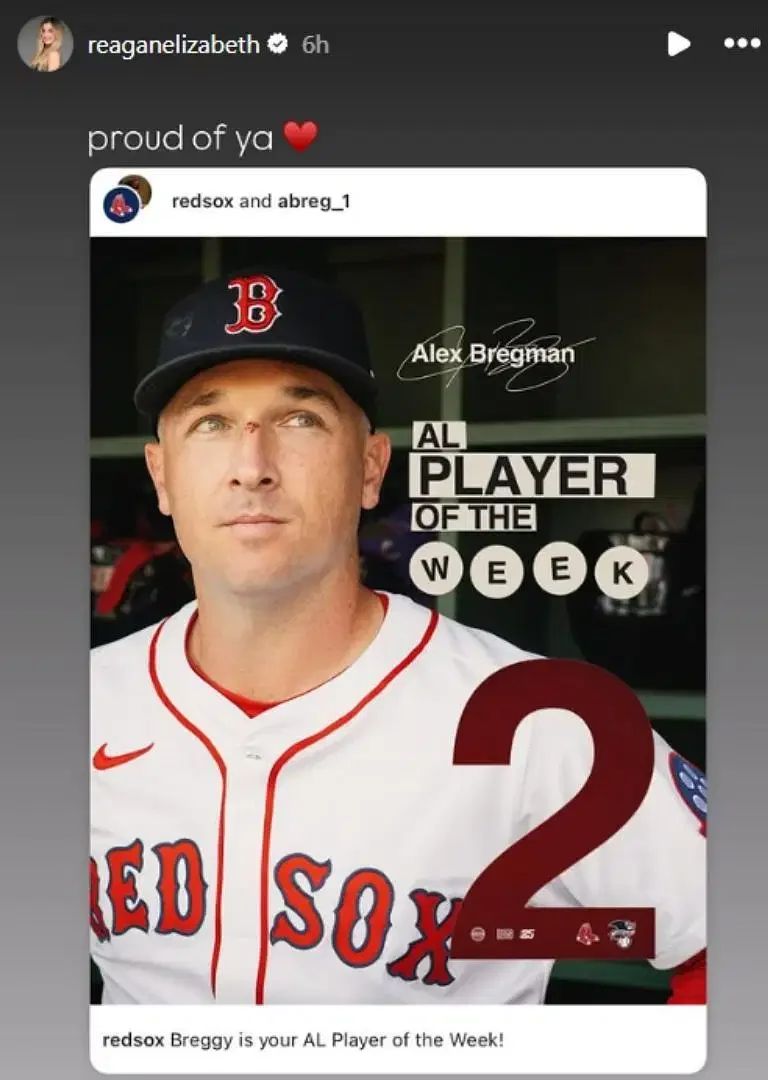 Alex Bregman's Wife Reagan Drops a 3-Word Reaction to His Player of the Week Win