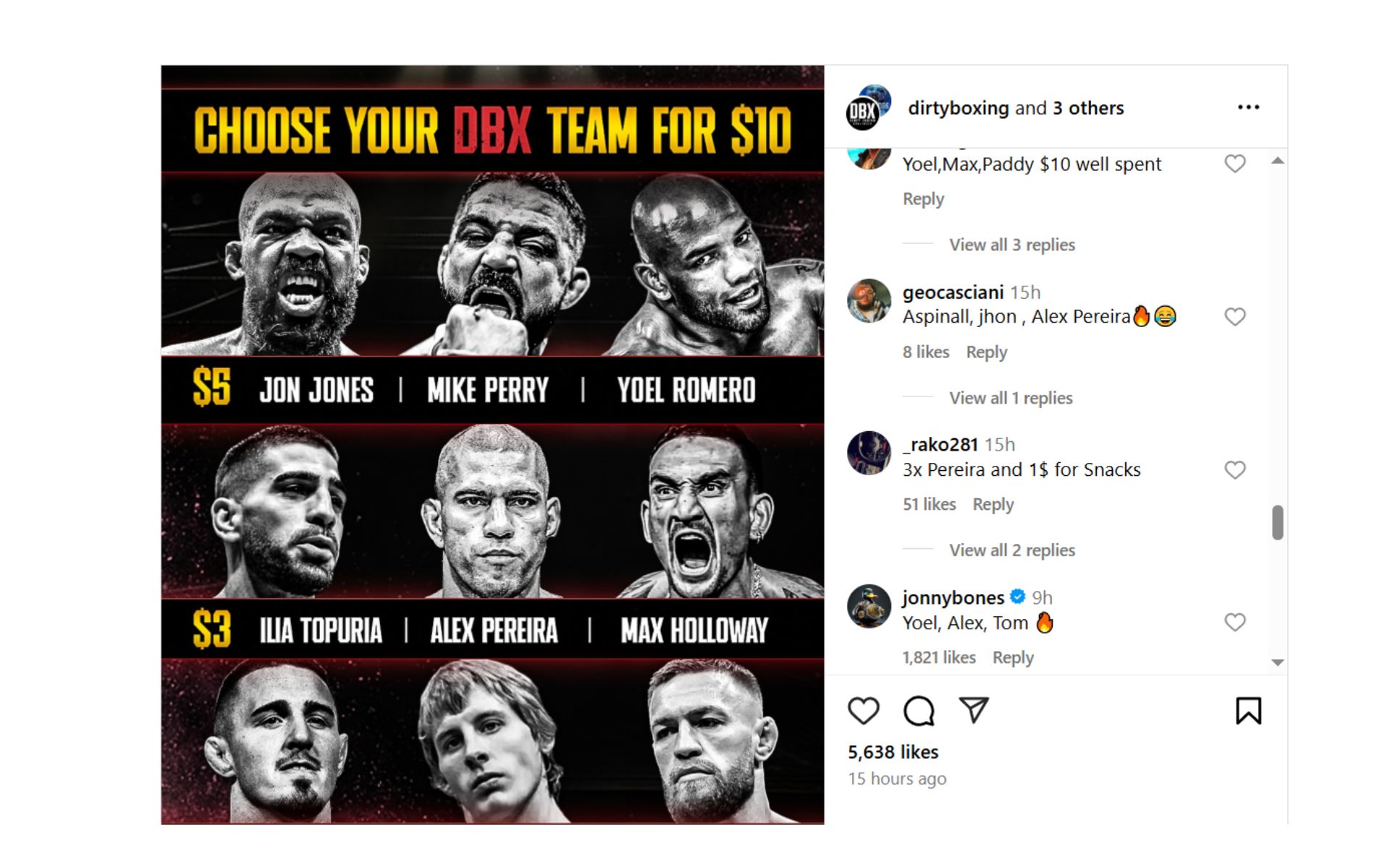 Jon Jones Surprisingly Names Tom Aspinall Alongside Two Other MMA Stars in Fantasy DBX Team