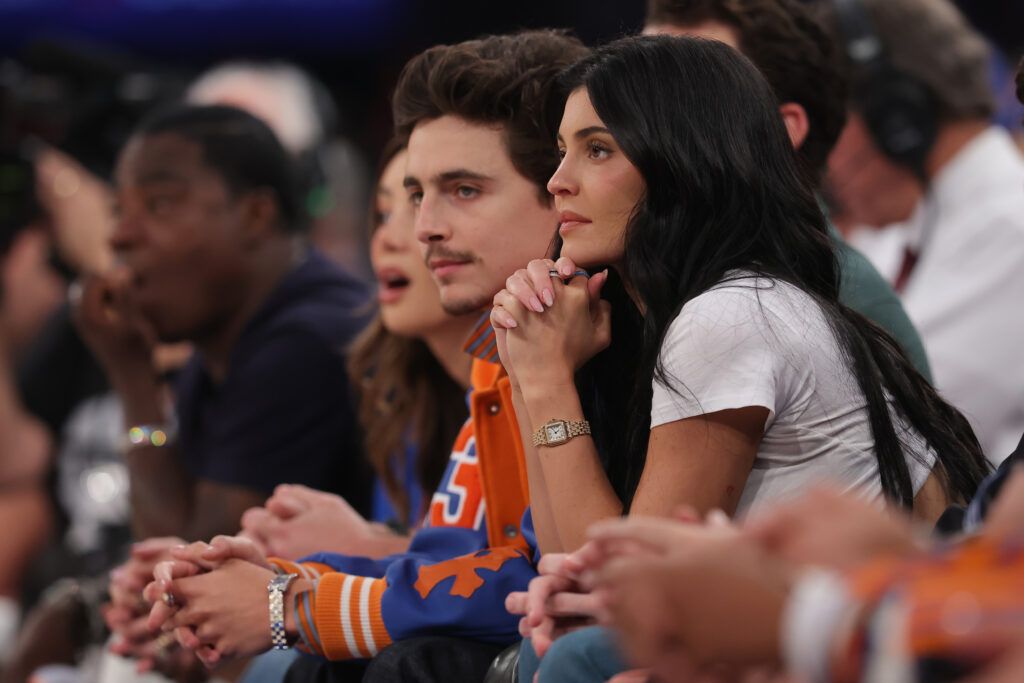 WATCH: Timothée Chalamet and Kylie Jenner Interact With Hyped Knicks Fan After Game 5 Win vs. Pacers