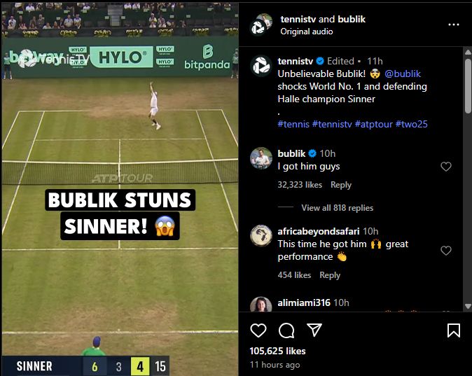 After Crushing Jannik Sinner’s Title Defense Hopes in Halle, Alexander Bublik Sends a Message ...