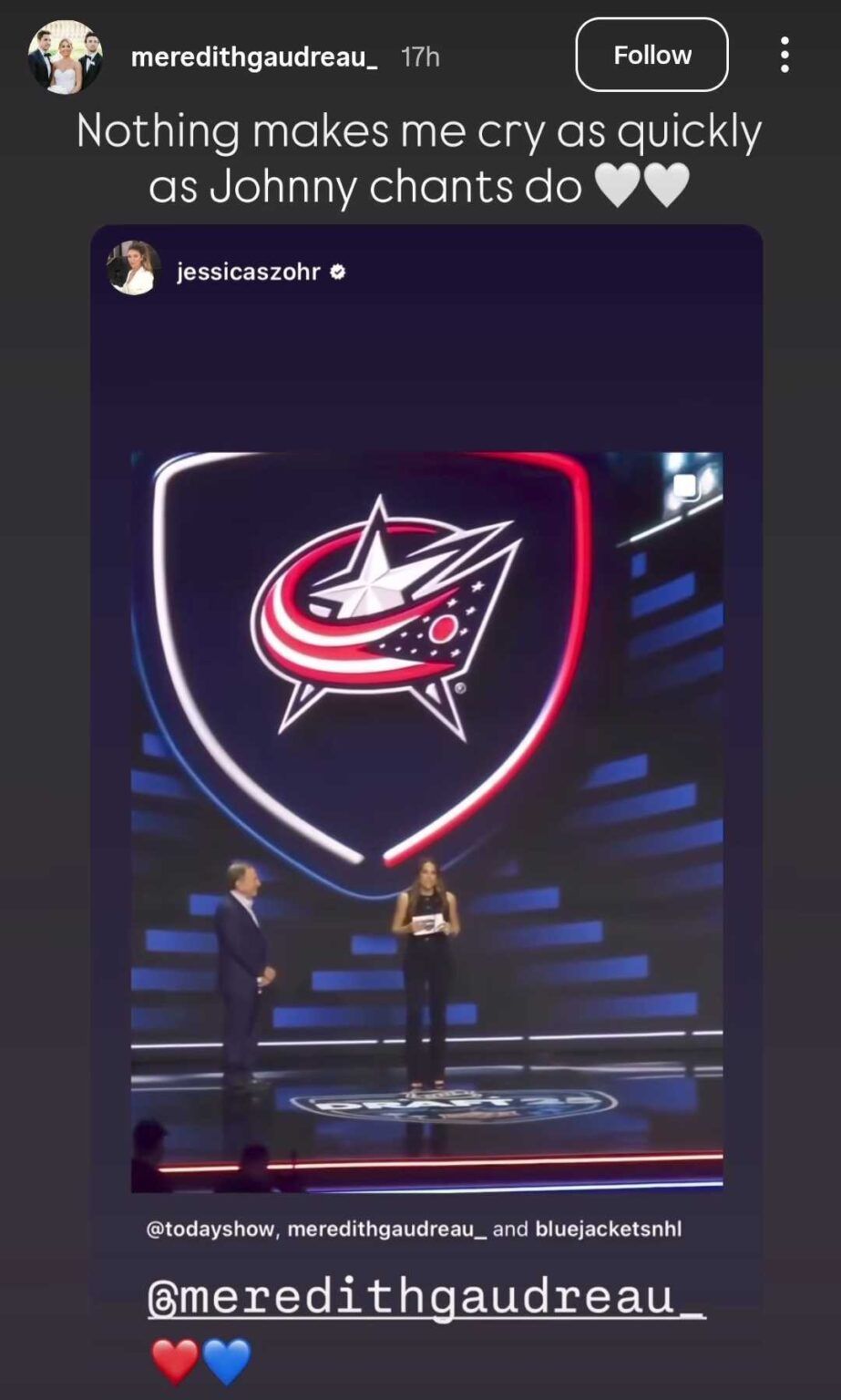 Johnny Gaudreau’s Wife Meredith Moved to Tears by ‘Johnny Hockey ...