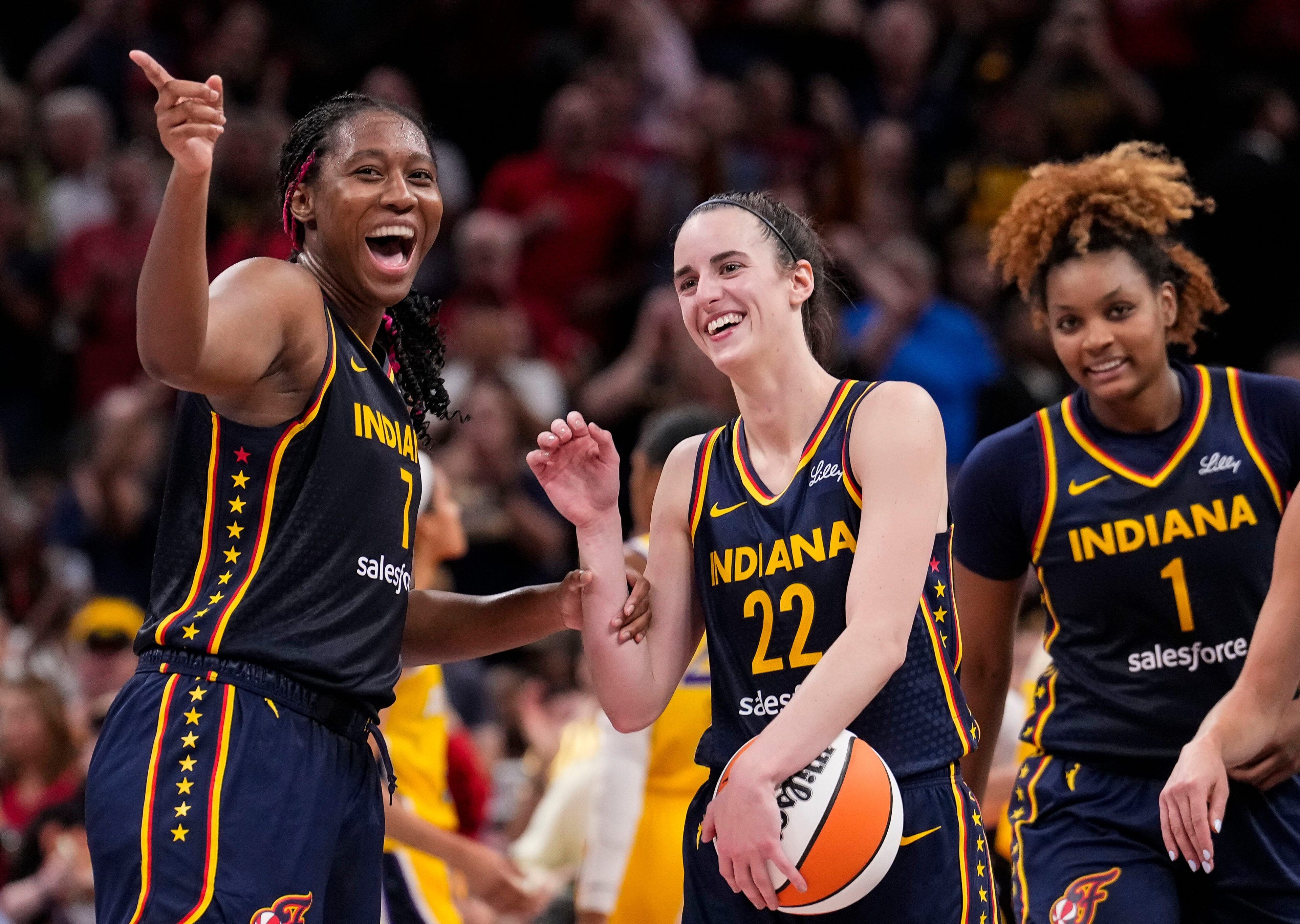 WATCH: Caitlin Clark Crashes Aliyah Boston’s Interview As Fever Beat Lynx To Win WNBA ...