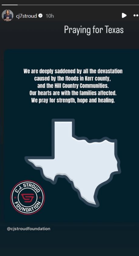 Texans QB C.J. Stroud Shares Heartfelt Message After Devastating Flood ...