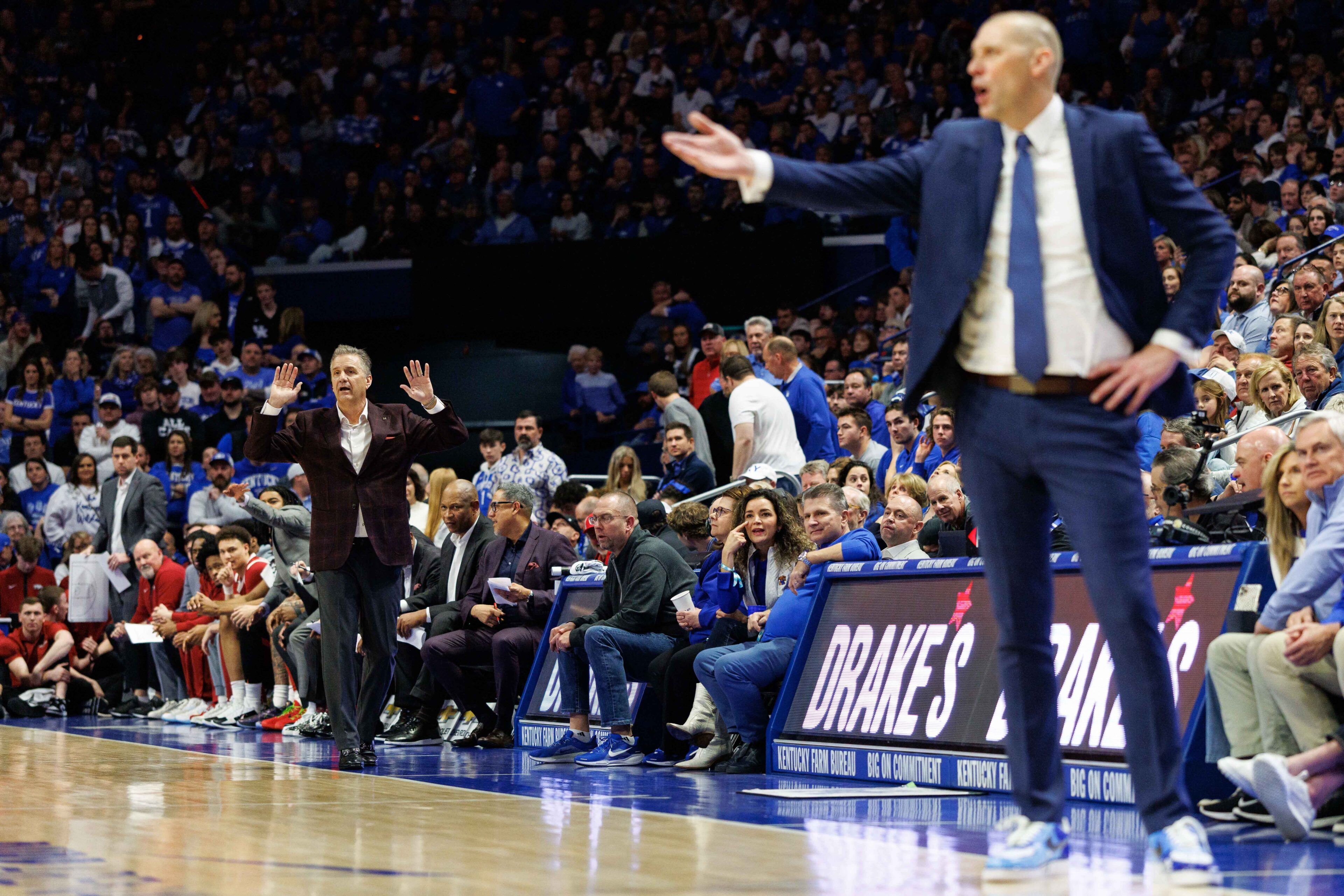 Kentucky's Mark Pope, Arkansas's John Calipari, and Indiana's Darian ...