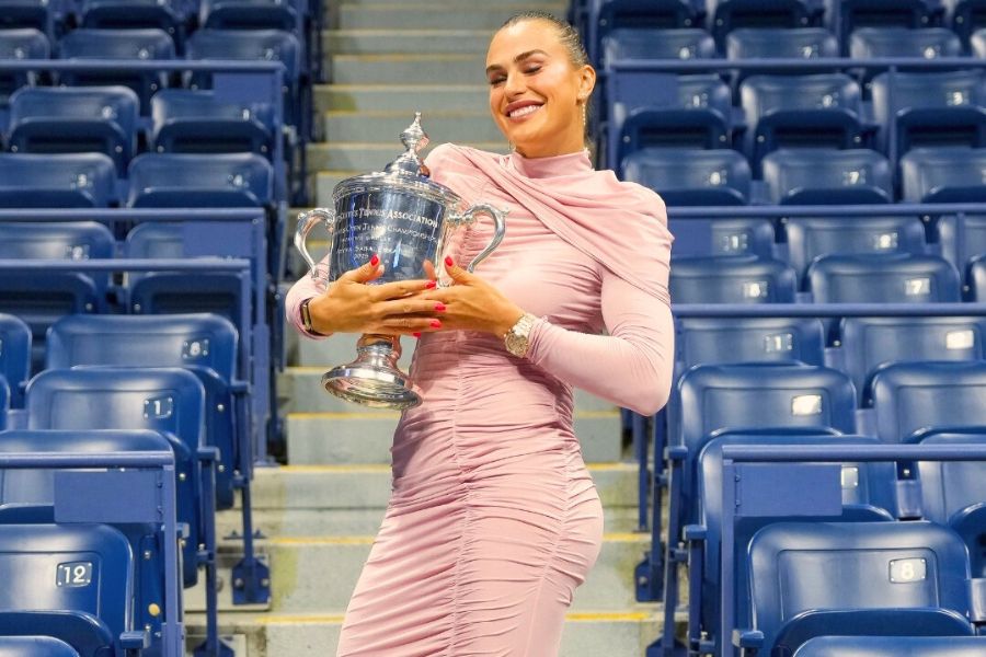Aryna Sabalenka Stuns in $1,630 Ruched Pink Dress During US Open Champion’s Photoshoot