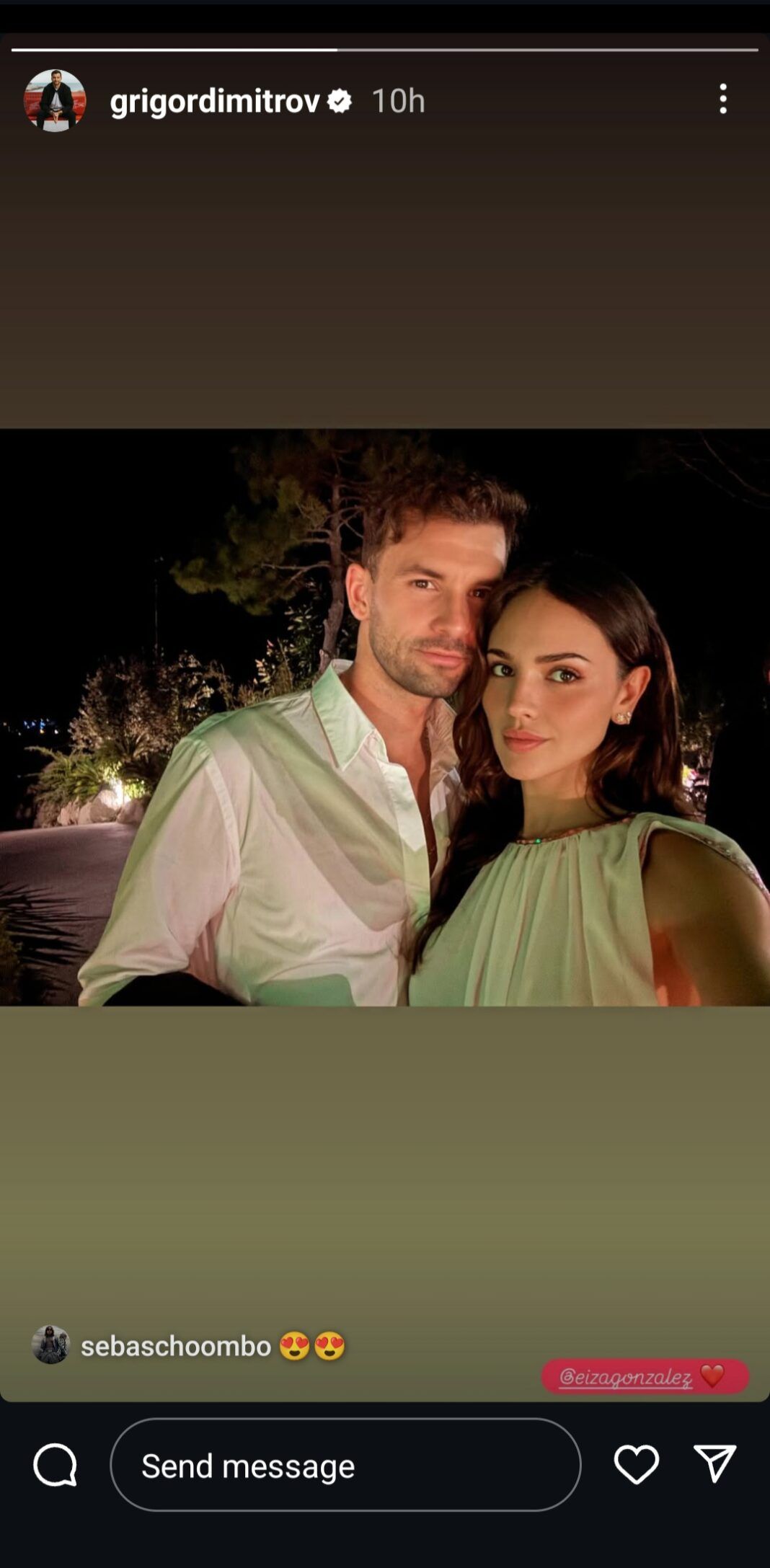 Grigor Dimitrov and Girlfriend Eiza González Dress in White During ...