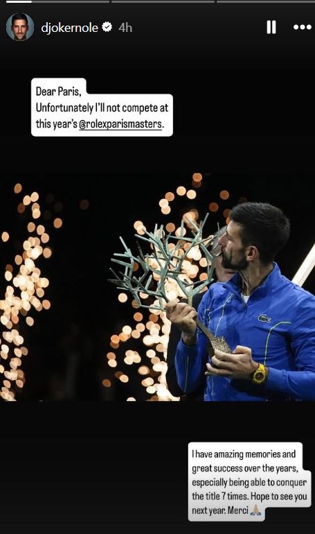 Novak Djokovic Drops Shock Paris Masters Update Days After $1.5 Million ...