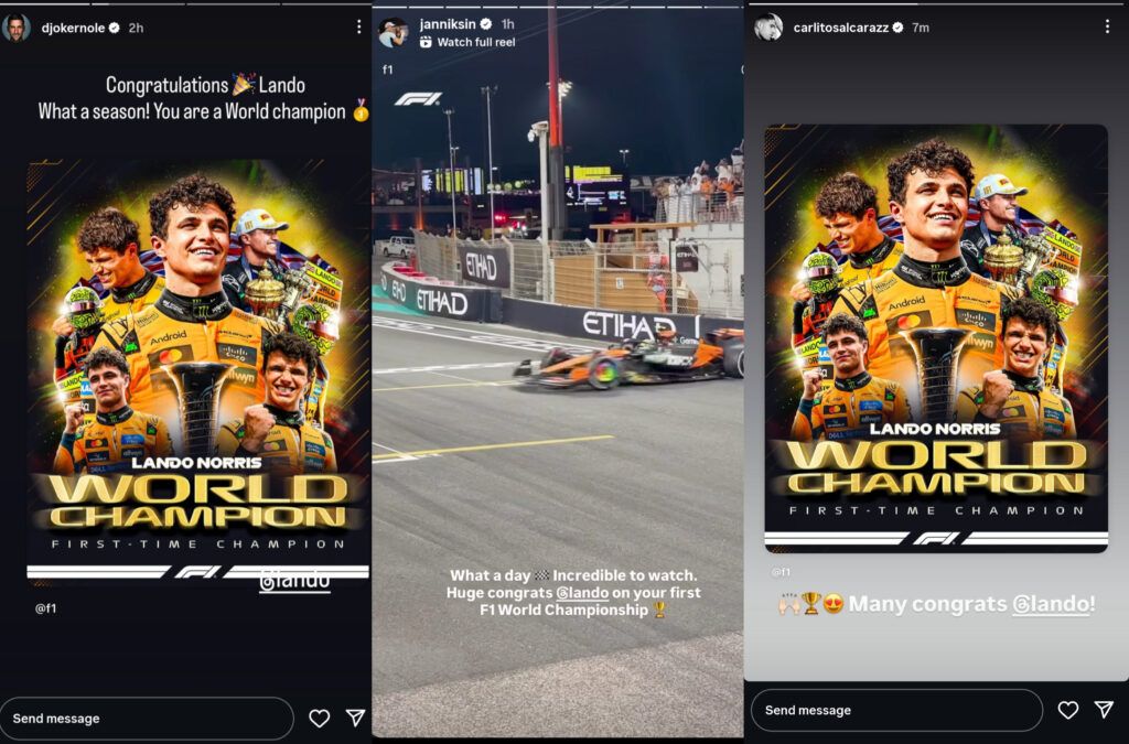 Novak Djokovic, Carlos Alcaraz, Jannik Sinner React as Lando Norris ...