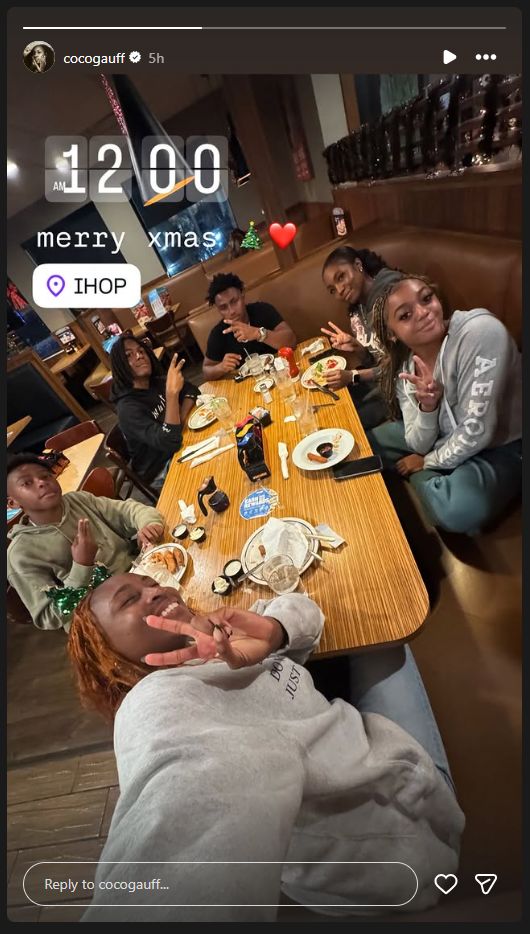 Coco Gauff Shows Her Unconventional Christmas Celebration at Midnight
