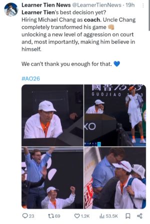 Learner Tien’s Coach at Australian Open 2026 – Bond With Michael Chang ...