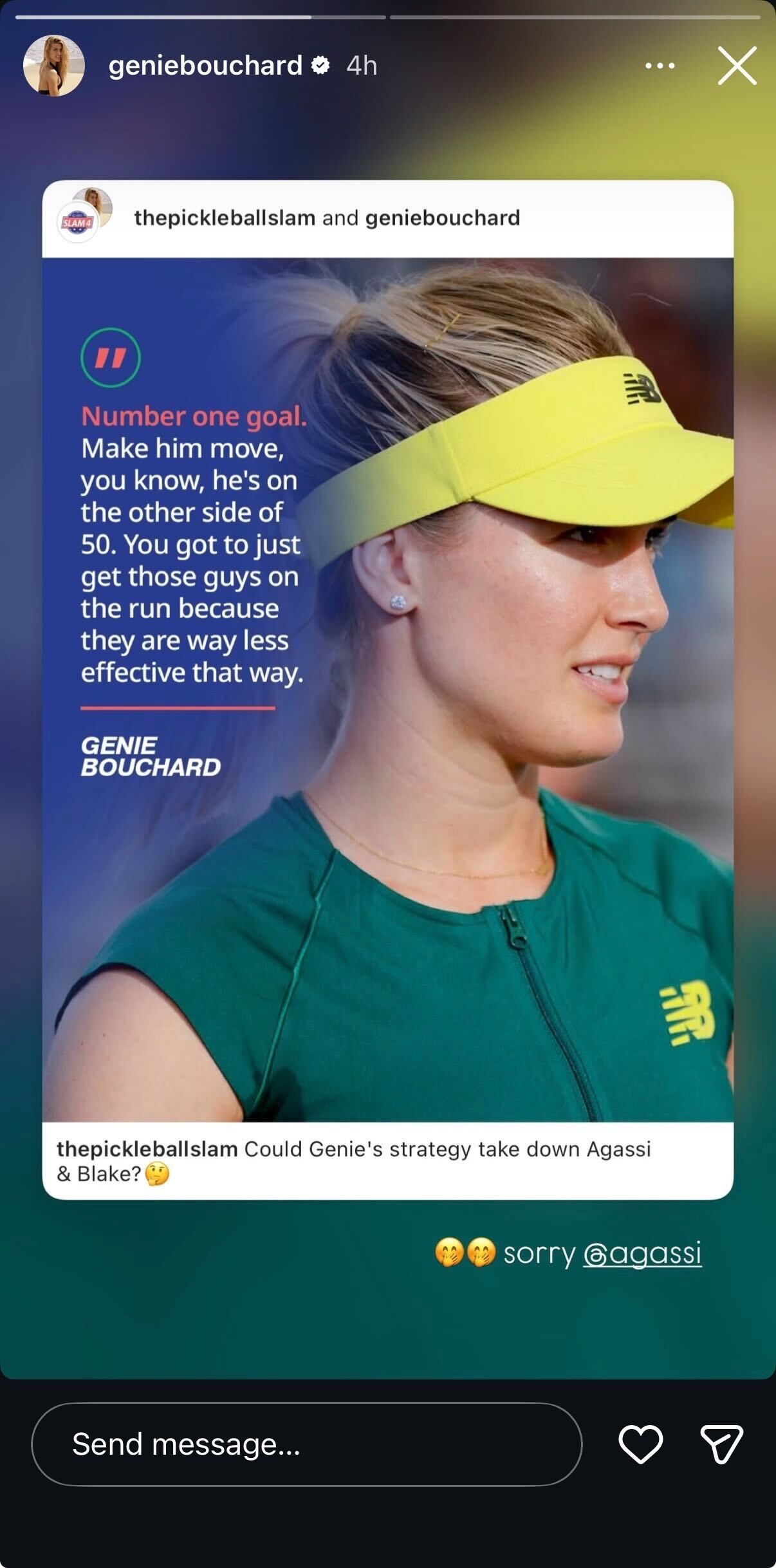 Eugenie Bouchard Issues Cheeky Apology to Andre Agassi After Revealing ...