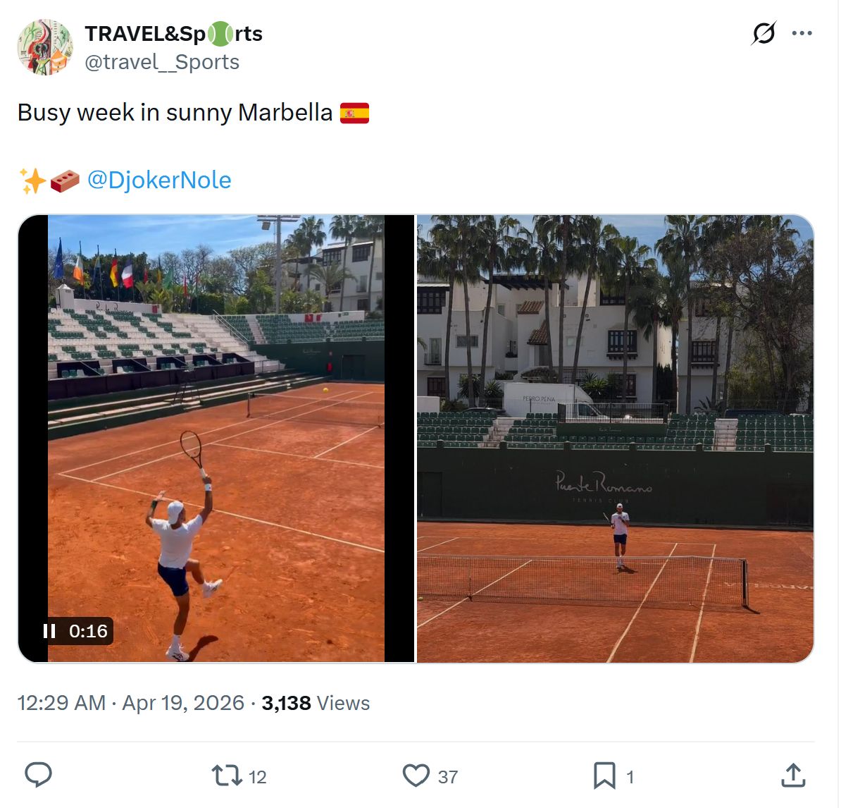 Novak Djokovic Spotted Training in Marbella Despite Scrapping Madrid ...
